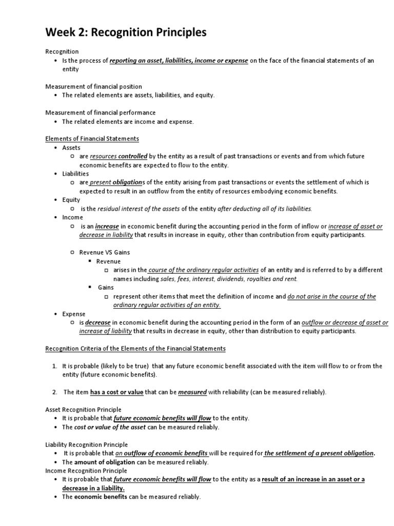 Accounting Recognition Principles | PDF