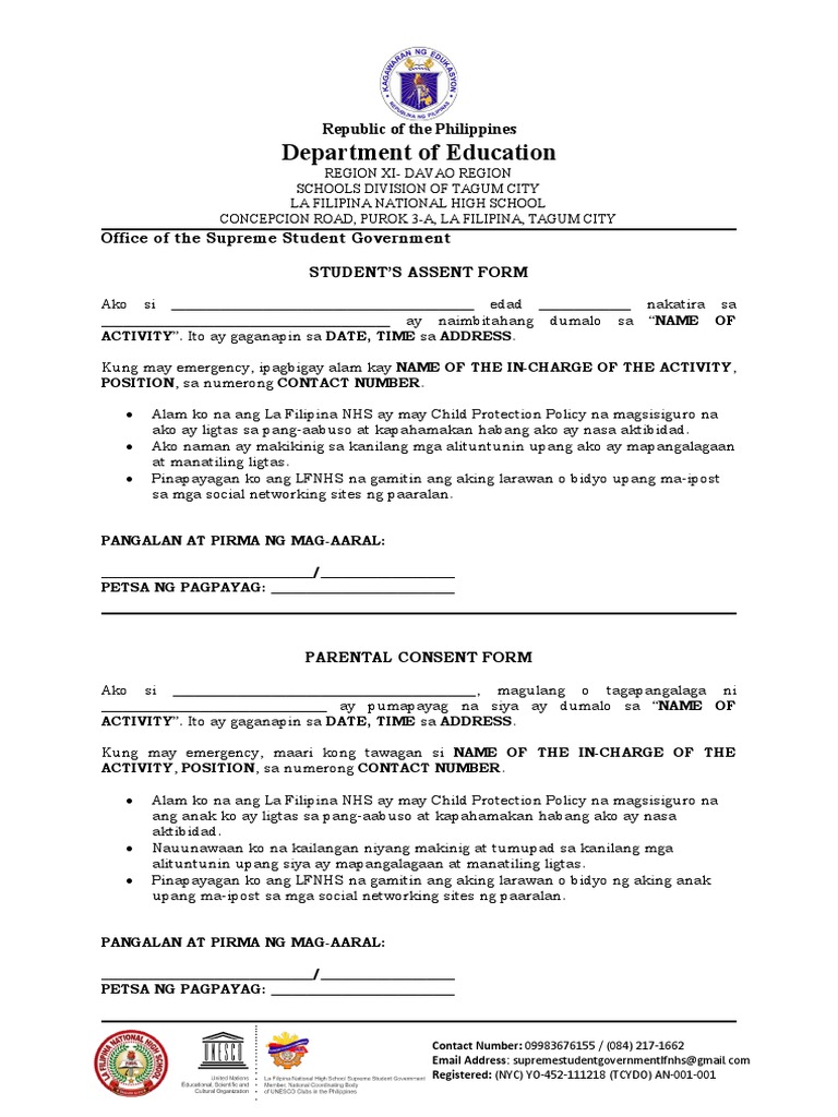 Parental Consent-Child Ascent Forms | PDF