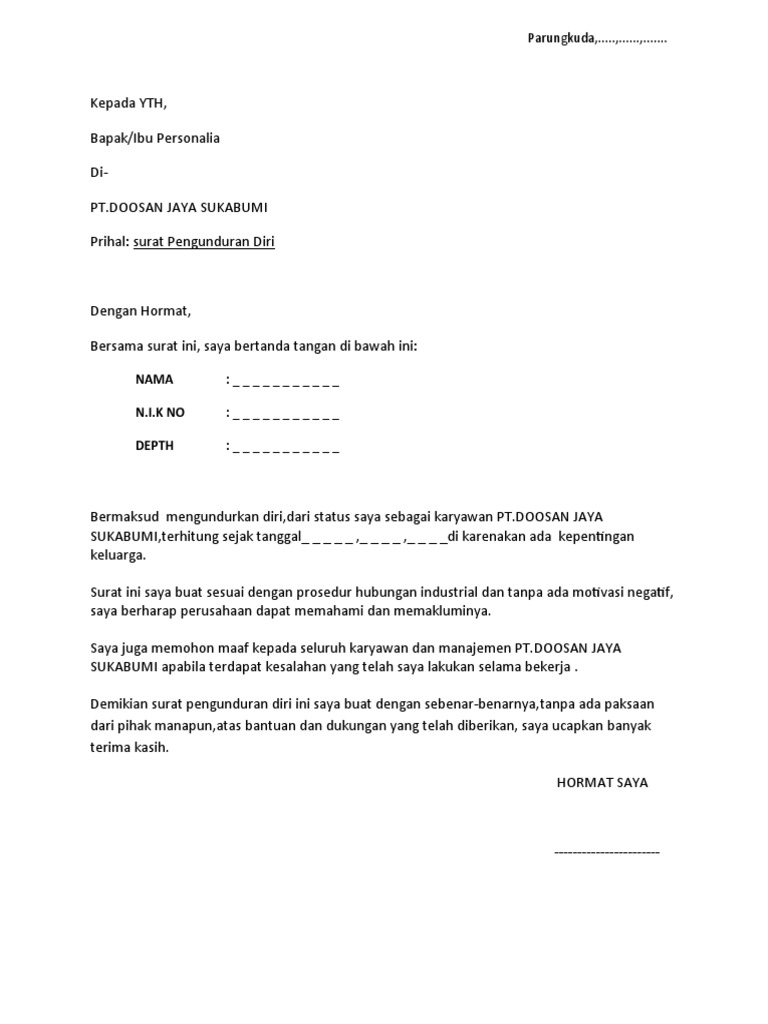 Surat Resign Kosong | PDF