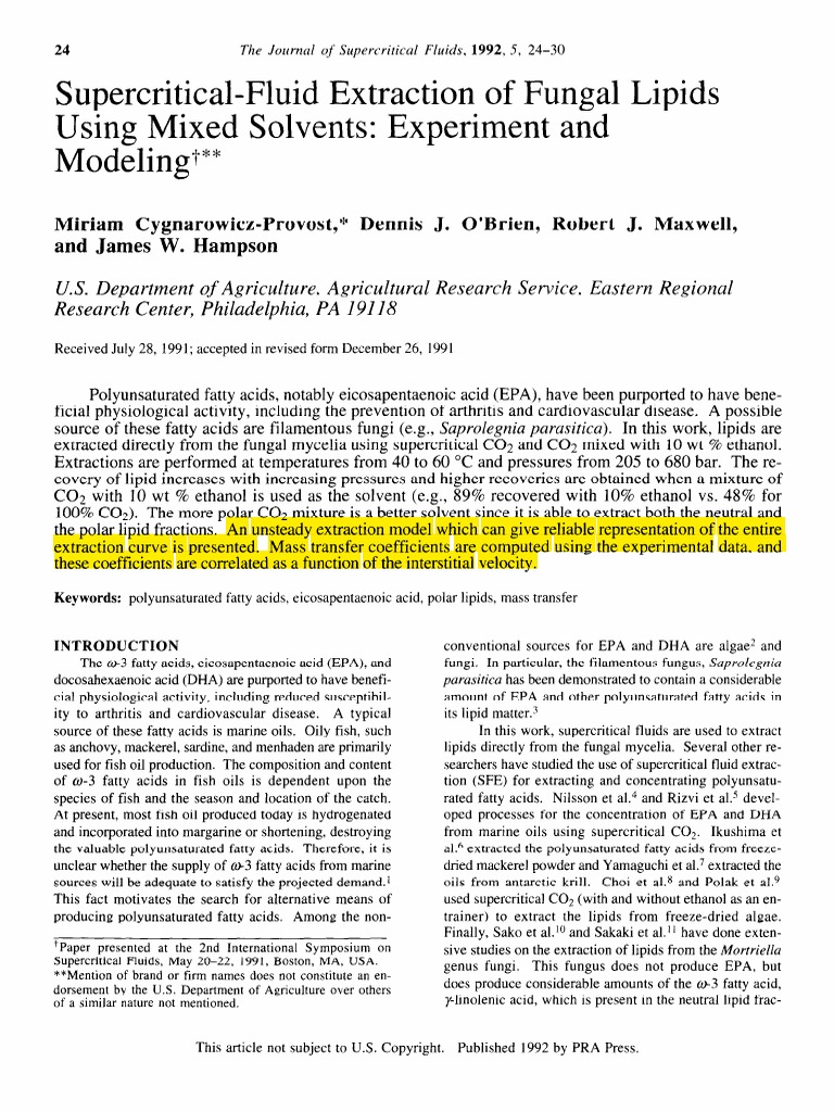 1992 - (Supercritical-Fluid Extraction of Fungal Lipids Using Mixed ...