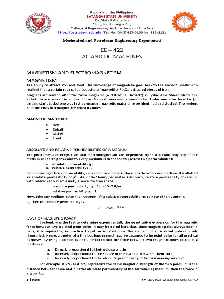 Magnetism And Electromagnetism Pdf Magnetic Field Electromagnetic