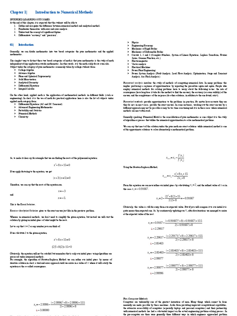 Module 1 - Chapter 1 - Introduction To Numerical Methods and Analysis ...