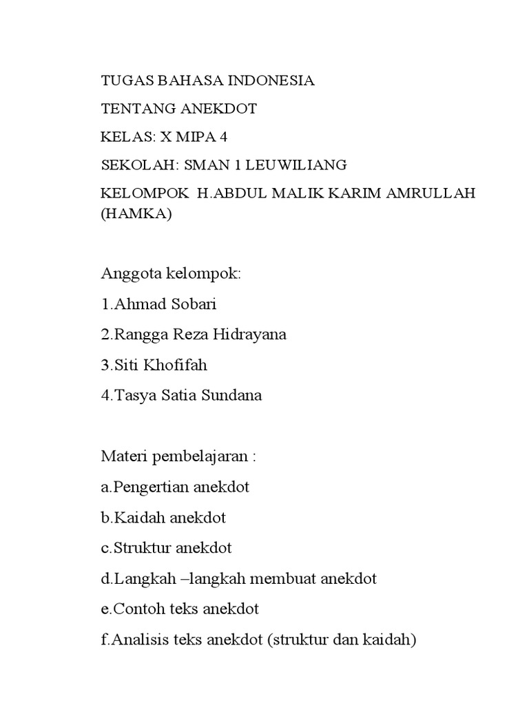 Anekdot | PDF | Kajian Bahasa Asing