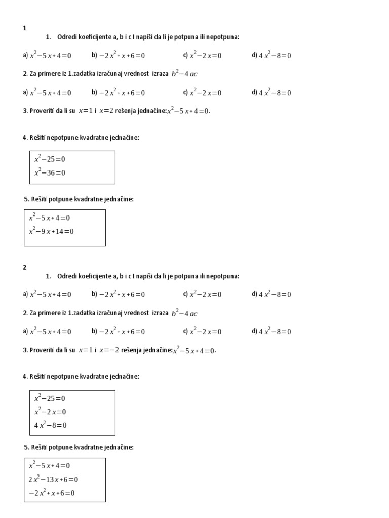 Kontrolni Kvadratna II5 | PDF