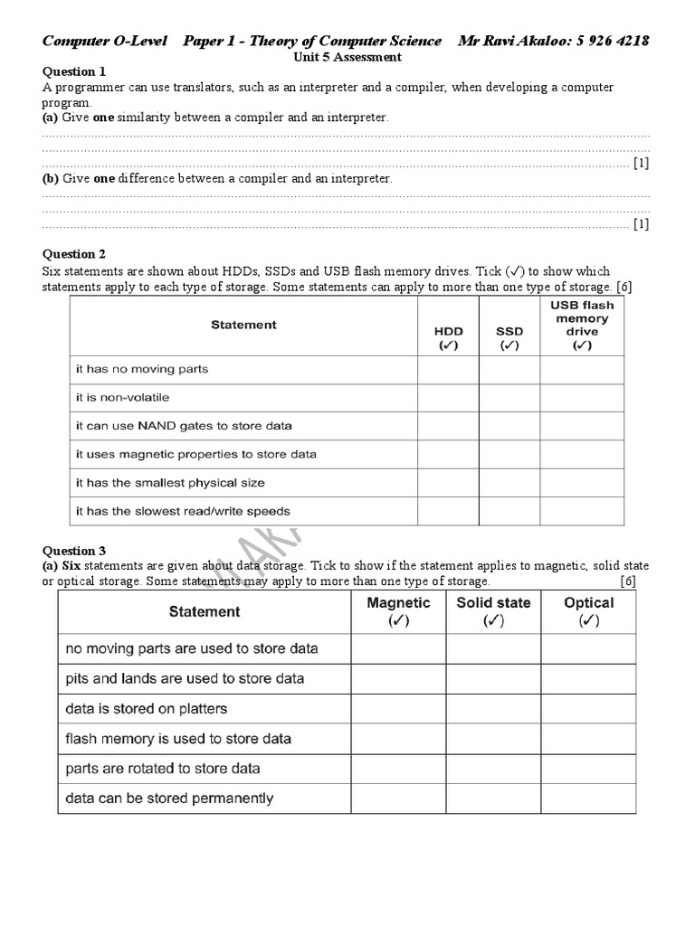 Unit 5 Assessment | Download Free PDF | Computer Data Storage | Solid State Drive