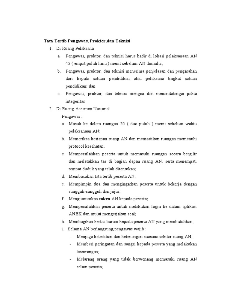 Tata Tertib Pengawas, Proktor, Dan Teknisi | PDF