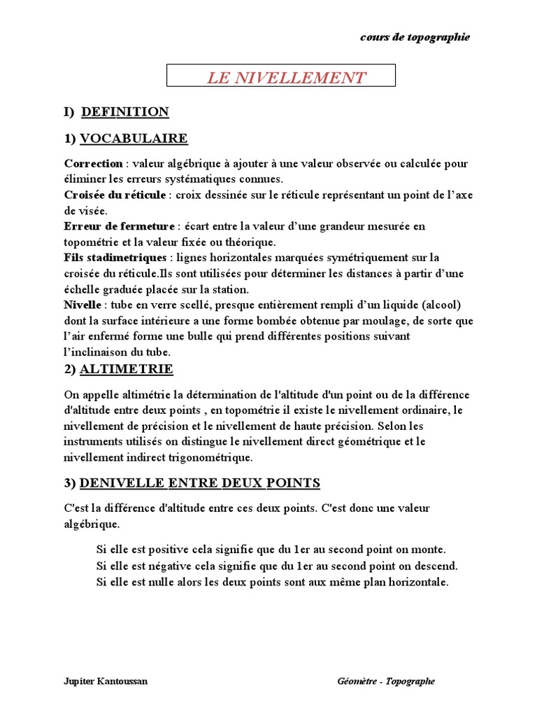 Nivelle Ment | PDF | Altitude | Topographie