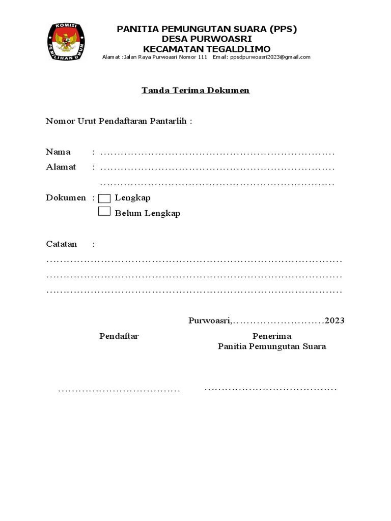 Surat Tanda Terima Dokumen | PDF