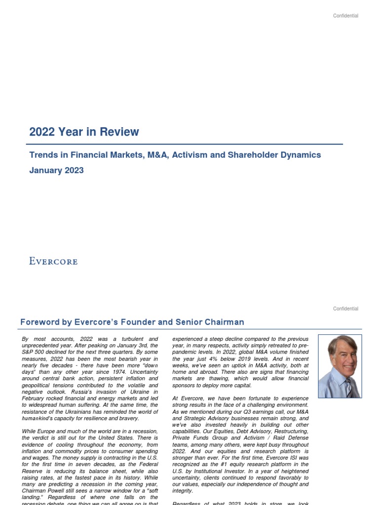 2022 Year in Review: A Tumultuous Year for Financial Markets | PDF | Mergers And Acquisitions ...