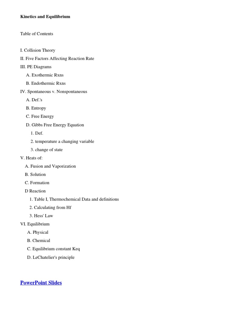 Kinetics and Eq Notes | PDF