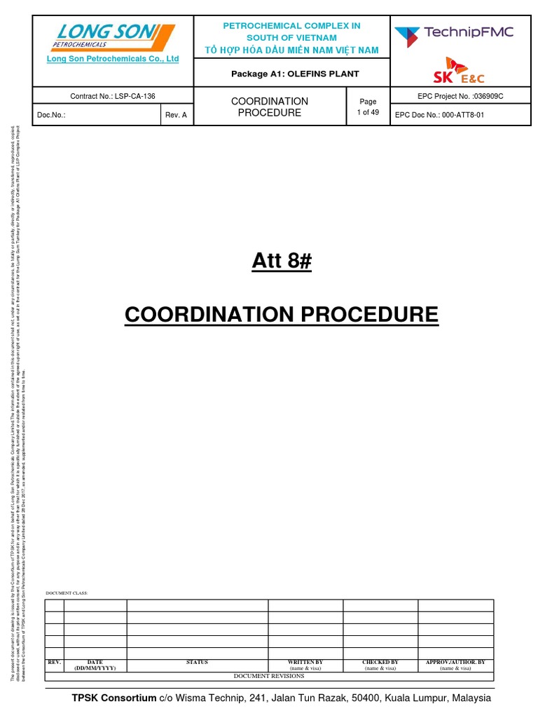 Long Son Petrochemicals Coordination Procedure | PDF | Subcontractor | Specification (Technical ...