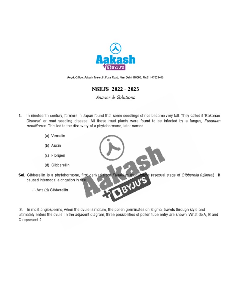 NSEJS 2022 Question Paper With Solutions | PDF | Physical Sciences ...