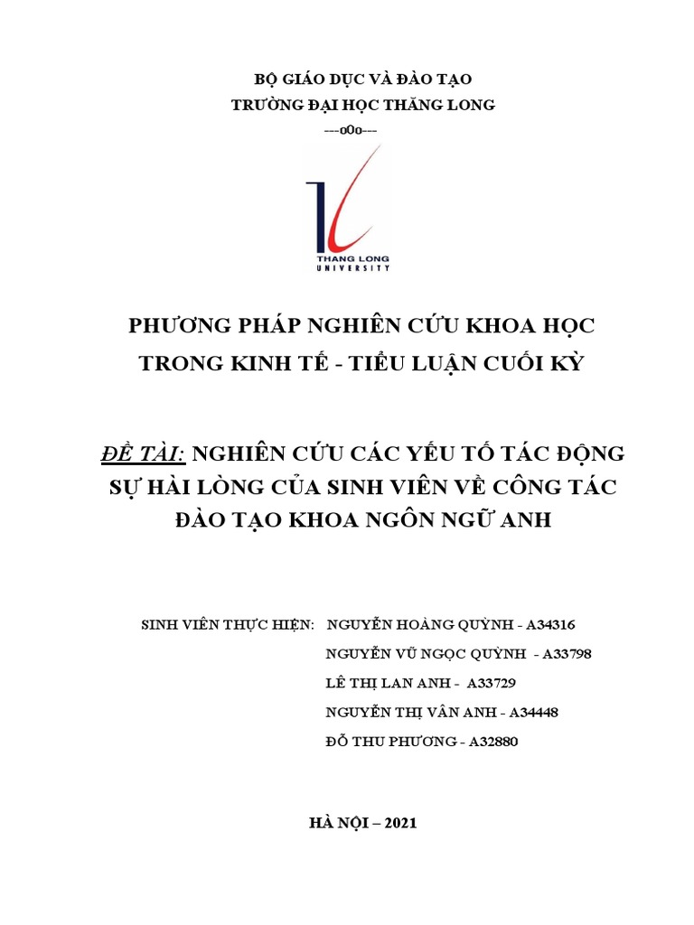 Tiểu luận cuối kì - NCKH - Final | PDF