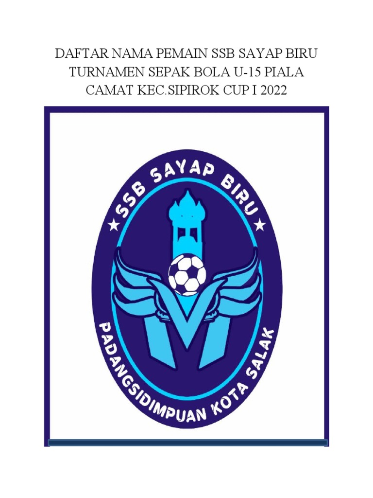 Daftar Pemain SSB Sayap Biru U-15 | PDF