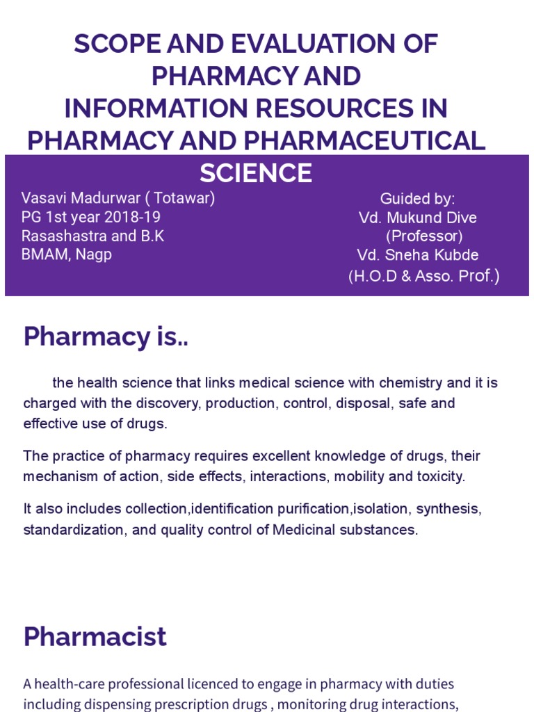 Pharmacy Scope and Information Resources | PDF | Pharmacy | Pharmacist