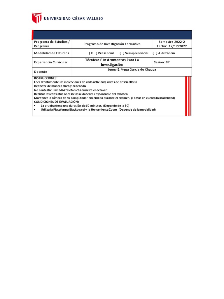 Formato Examen Parcial - Examen Final | PDF