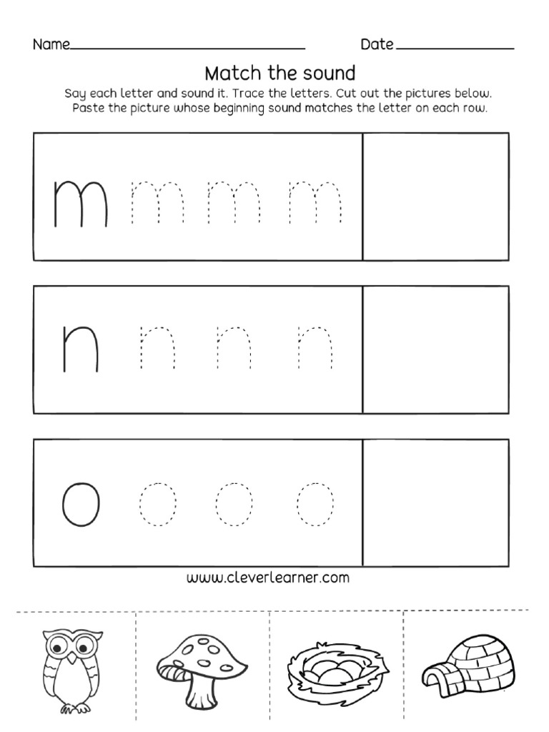 Letter Sound Matching Preschool Activity Worksheet M N o 3 | PDF