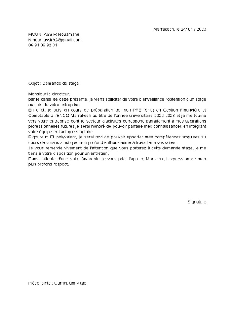 Demande de Stage | PDF