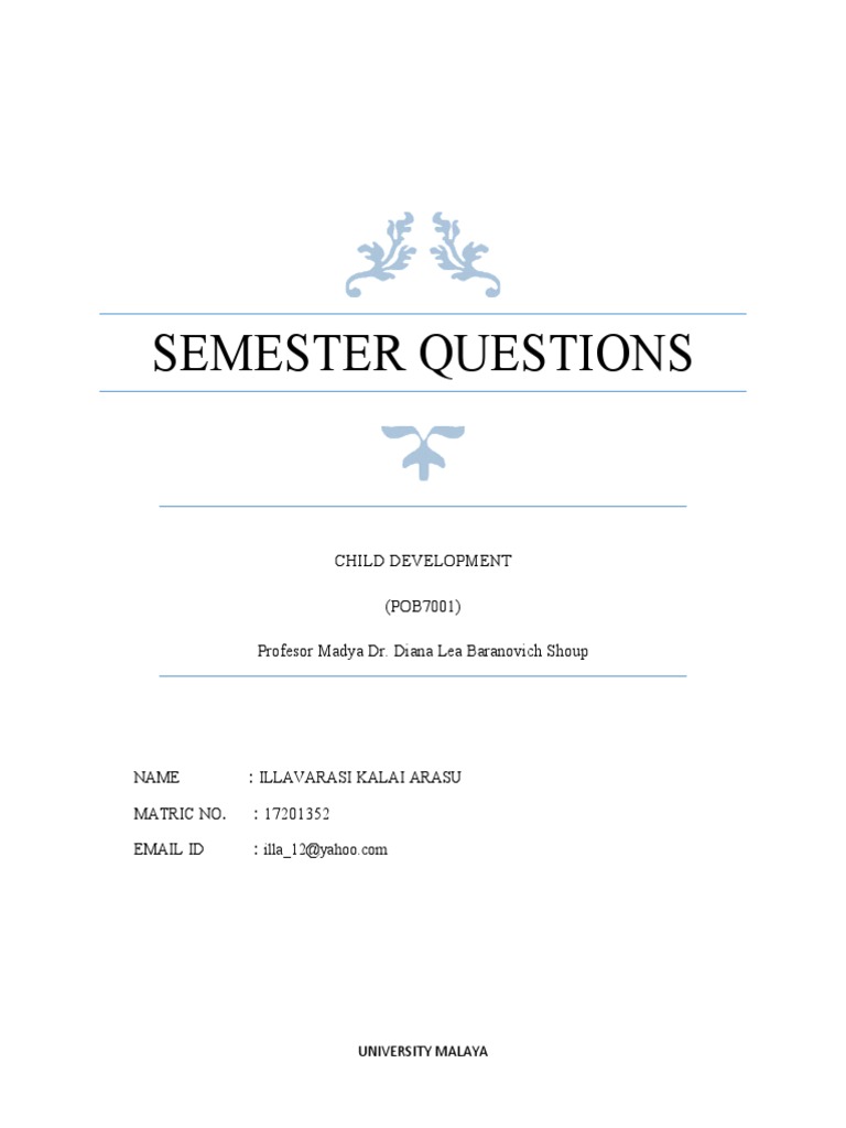 Semester Questions | Download Free PDF | Attachment Theory | Child Abuse