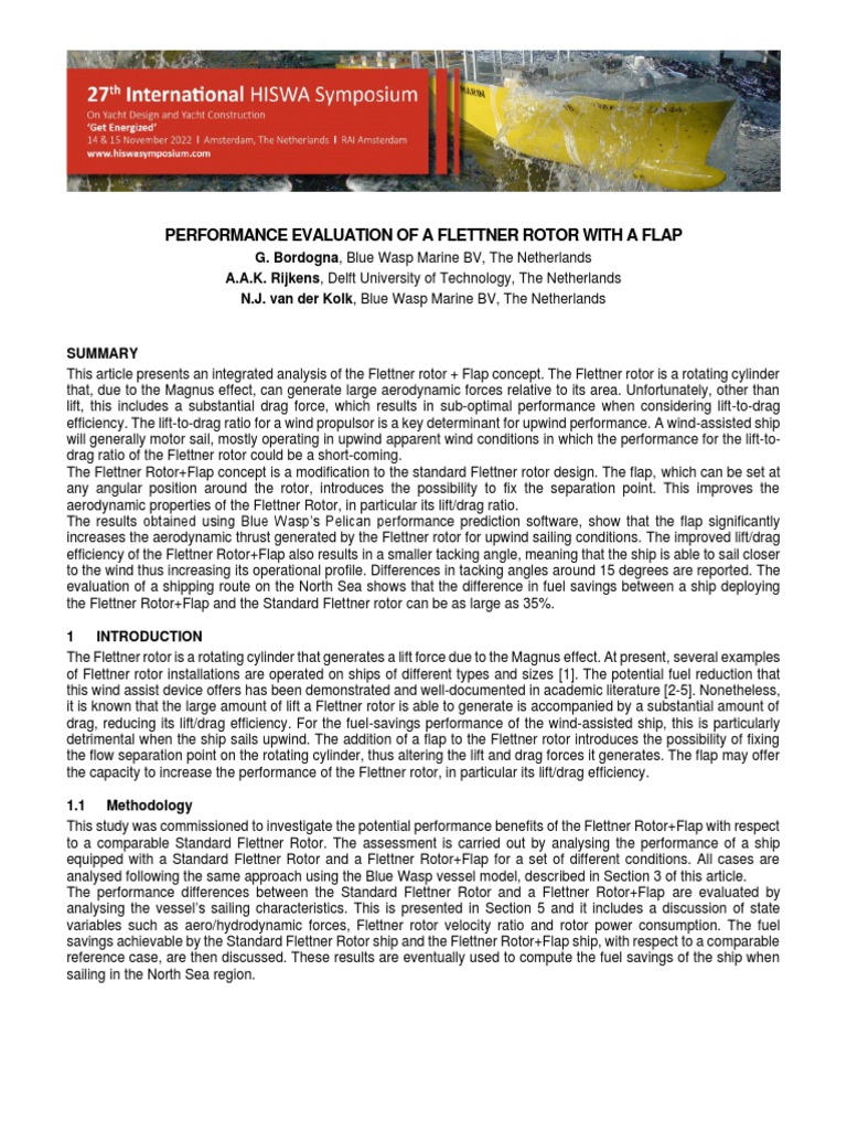 Performance Evaluation of A Flettner Rotor With A Flap 1675501861 | PDF ...