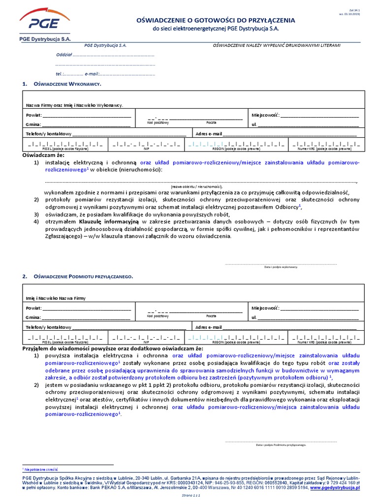 Oswiadczenie o Gotowosci Do Przylaczenia | PDF