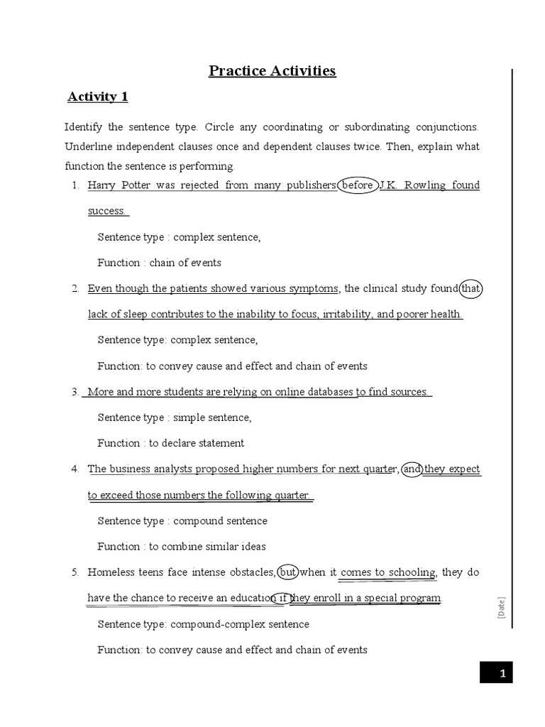 Practice Five 1 | PDF | Sentence (Linguistics)
