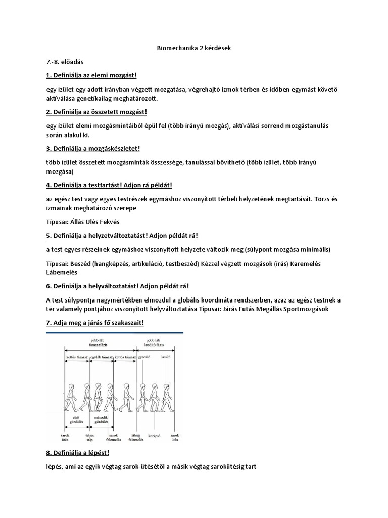 Biomechanika 2 Kérdések | PDF