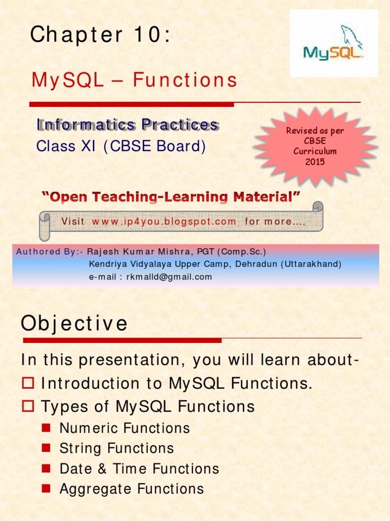 Chapter 10 SQL Functions | PDF | String (Computer Science) | Computer Programming