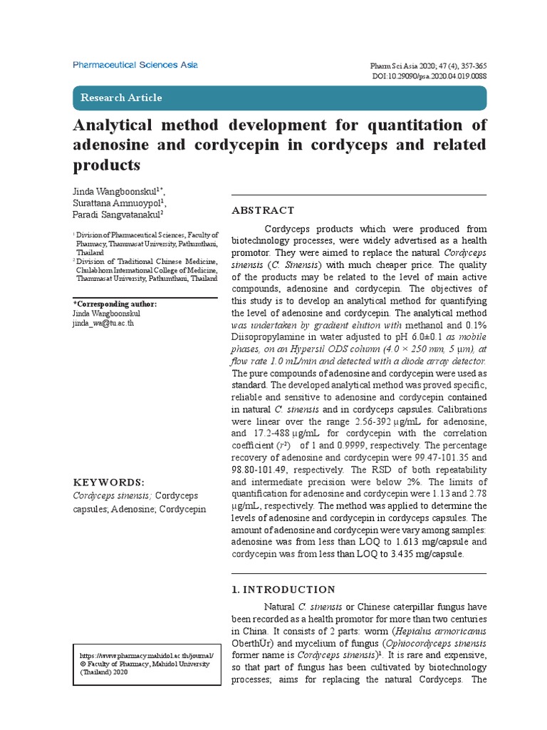 Analytical Method Development For Quantitation Of Adenosine And