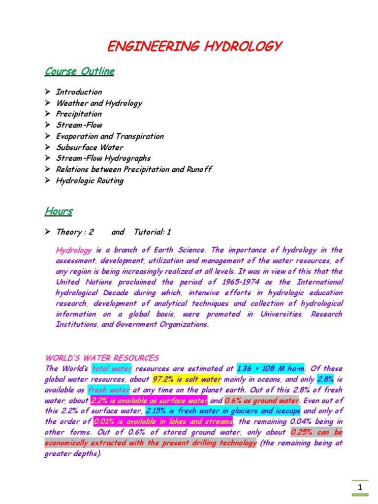 Hydrology Chapter 1 | Download Free PDF | Hydrology | Drainage Basin