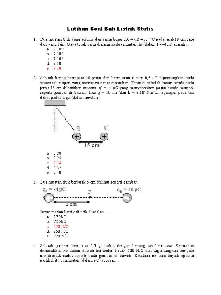 Soal Listrik Statis dan Muatan | PDF | Metode & Bahan Ajar | Sains ...