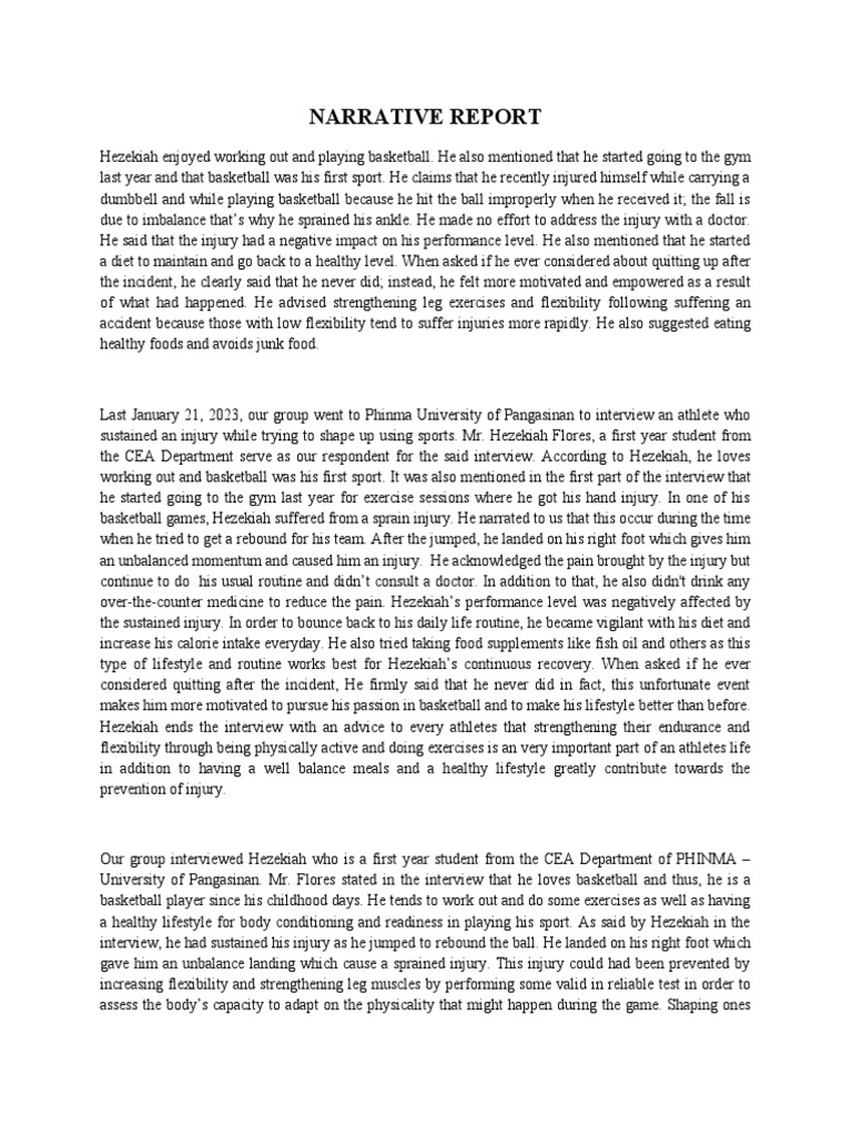 Narrative Report | PDF | Dieting | Diseases And Disorders