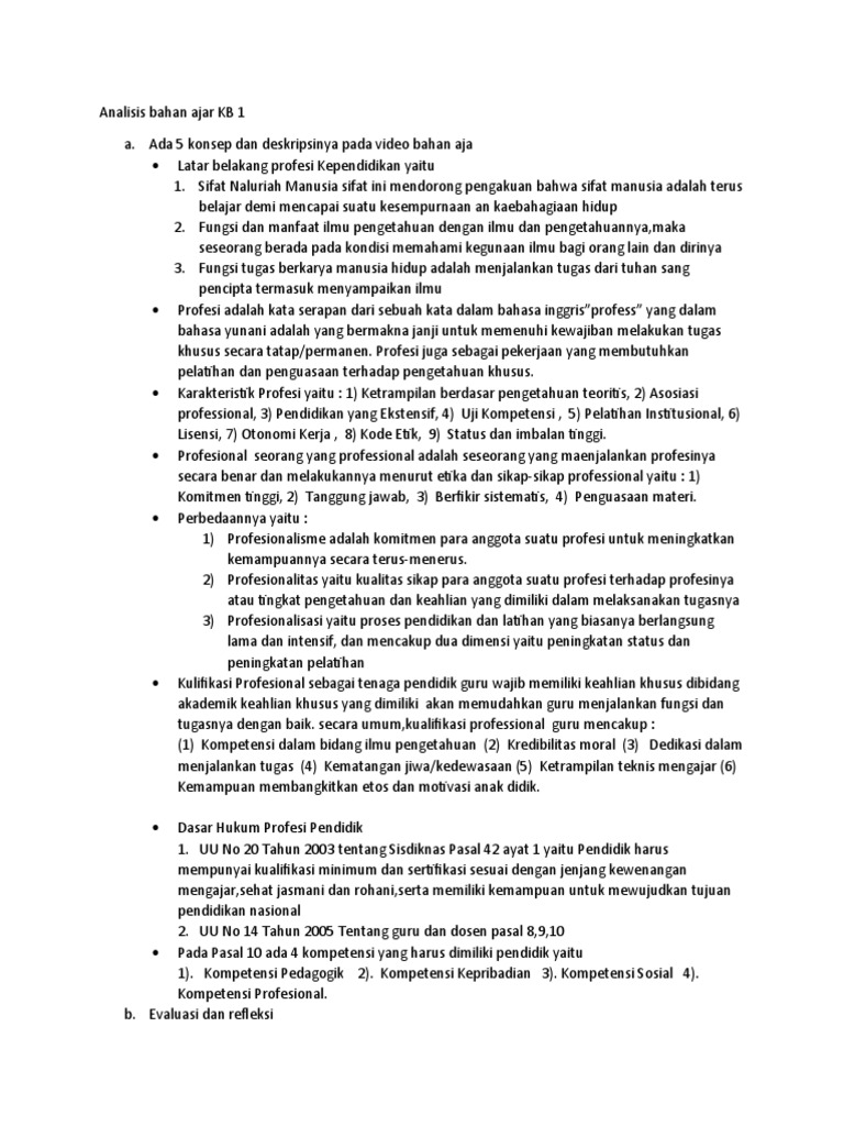 Analisis Bahan Ajar KB 1 | PDF