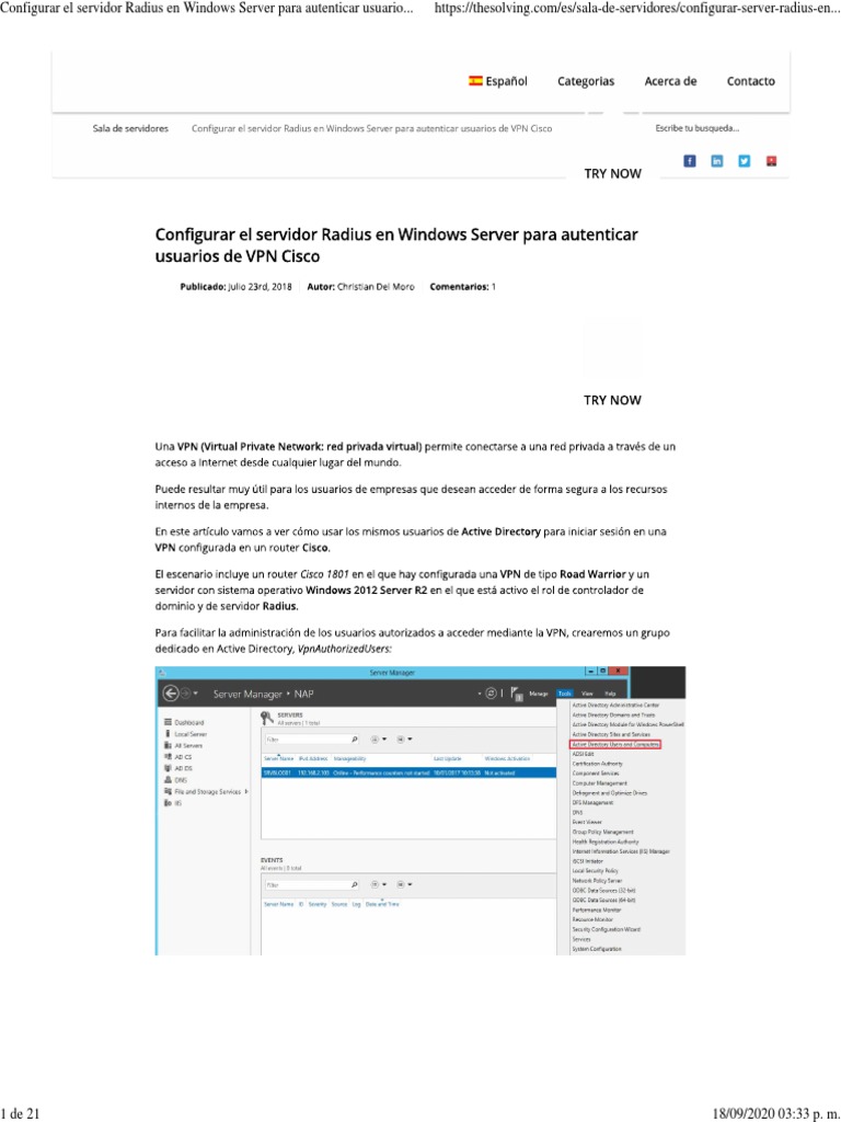 Configurar El Servidor Radius en Windows Server para Autenticar ...