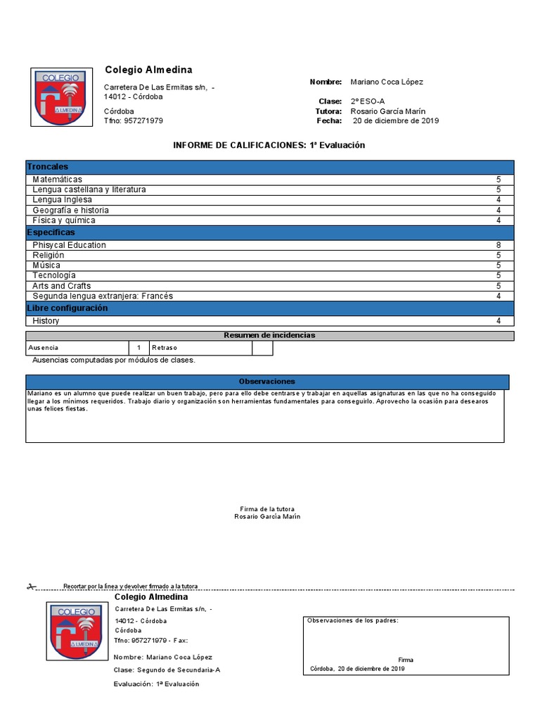 Bolet - N - Alm - Evaluaciones - Ausencias - Justificadas - 20191220 - 140308 2 | PDF