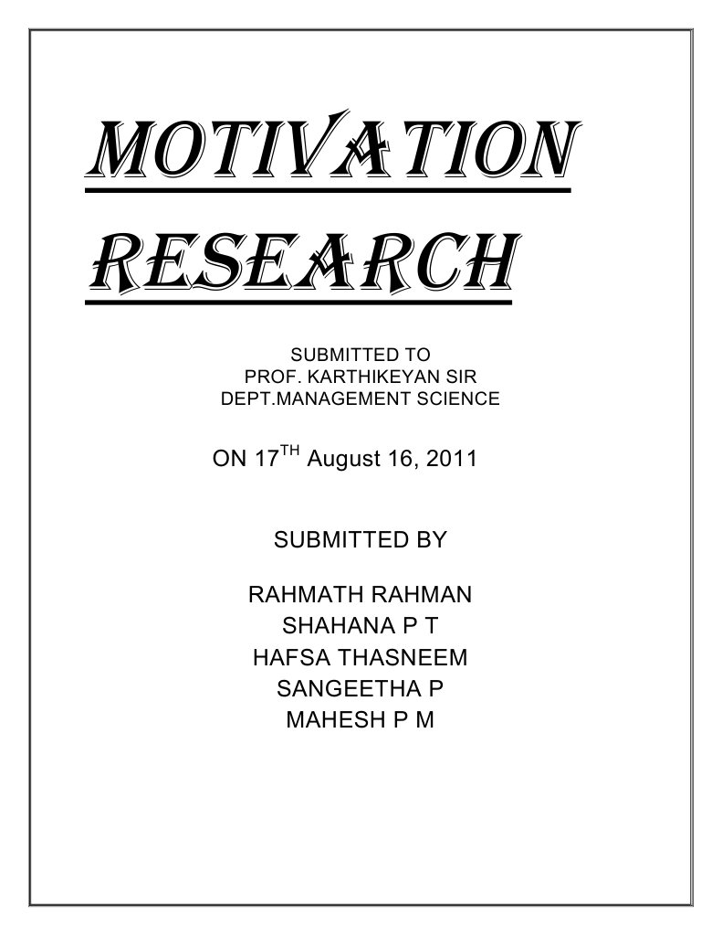 Motivation Research | PDF