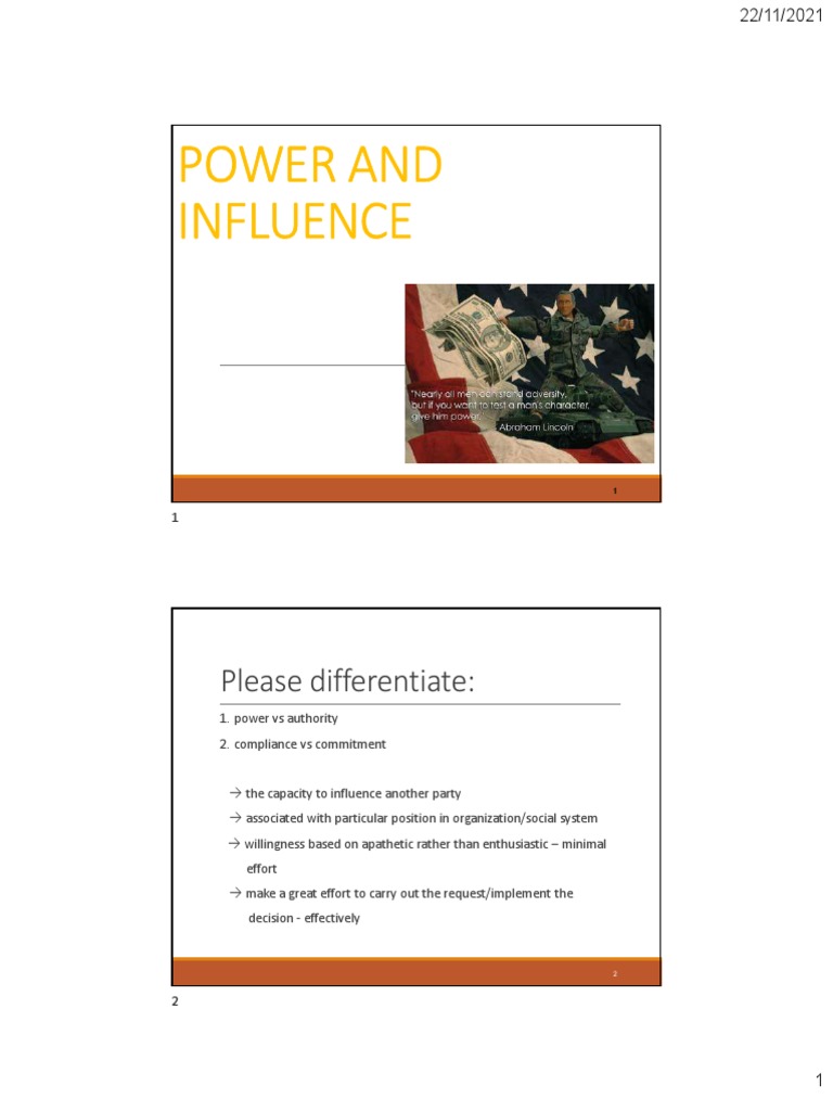 Topic 4 Power and Influence | PDF | Power (Social And Political ...
