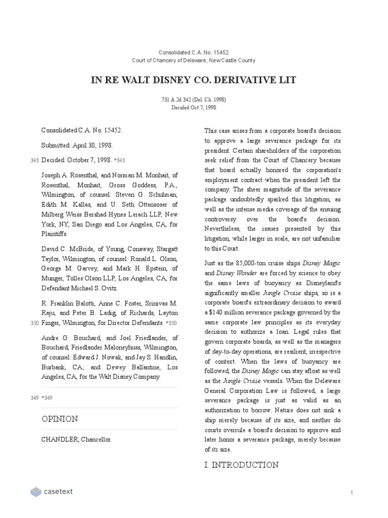 Disney Severance Lawsuit Analysis | PDF | Lawsuit | Complaint