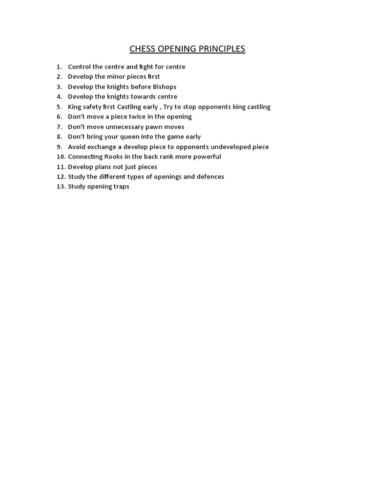 Chess Opening Principles | PDF