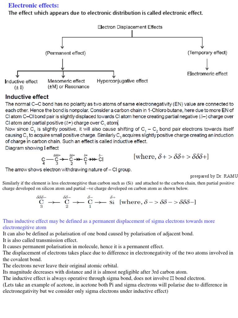 Notes On Electronic Effects | PDF | Chemical Bond | Covalent Bond