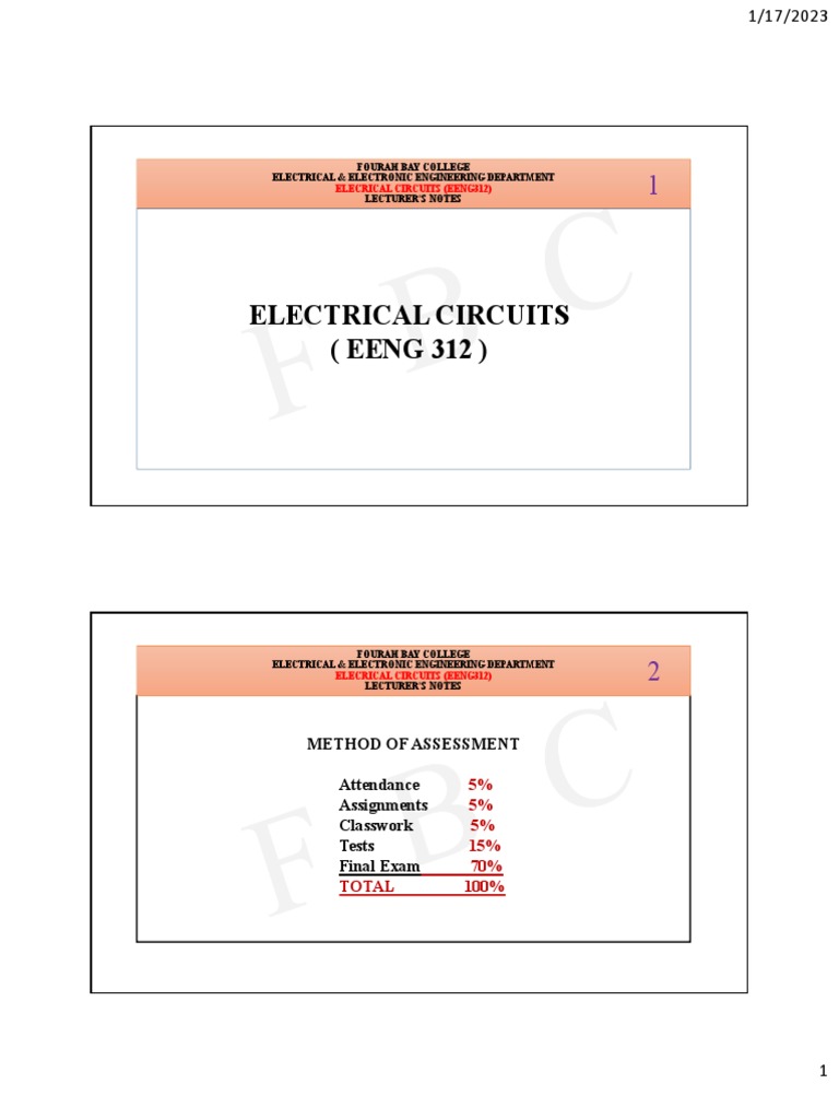 Electrical Circuits Slides 1 | PDF | Alternating Current | Electrical ...