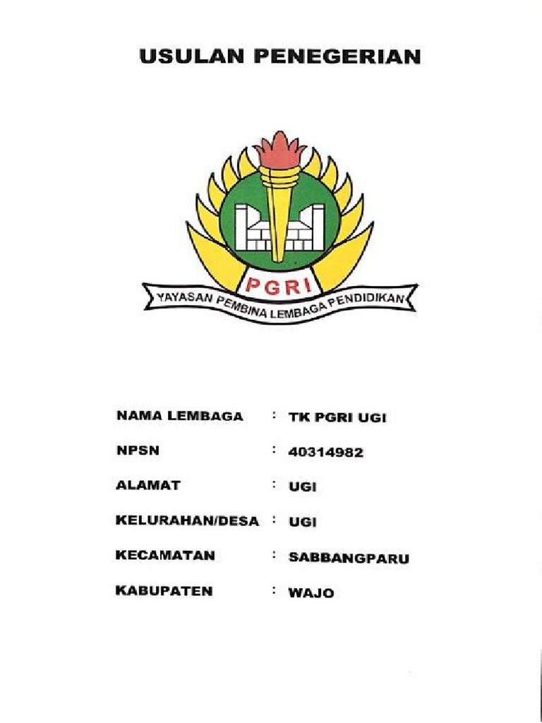 Usulan Penegerian TK Pgri Ugi | PDF