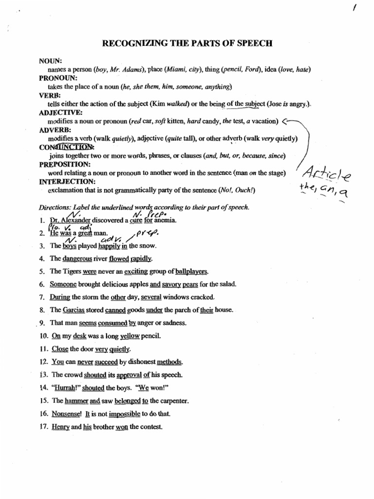 Parts of Speech Packet | PDF | Verb | Adverb