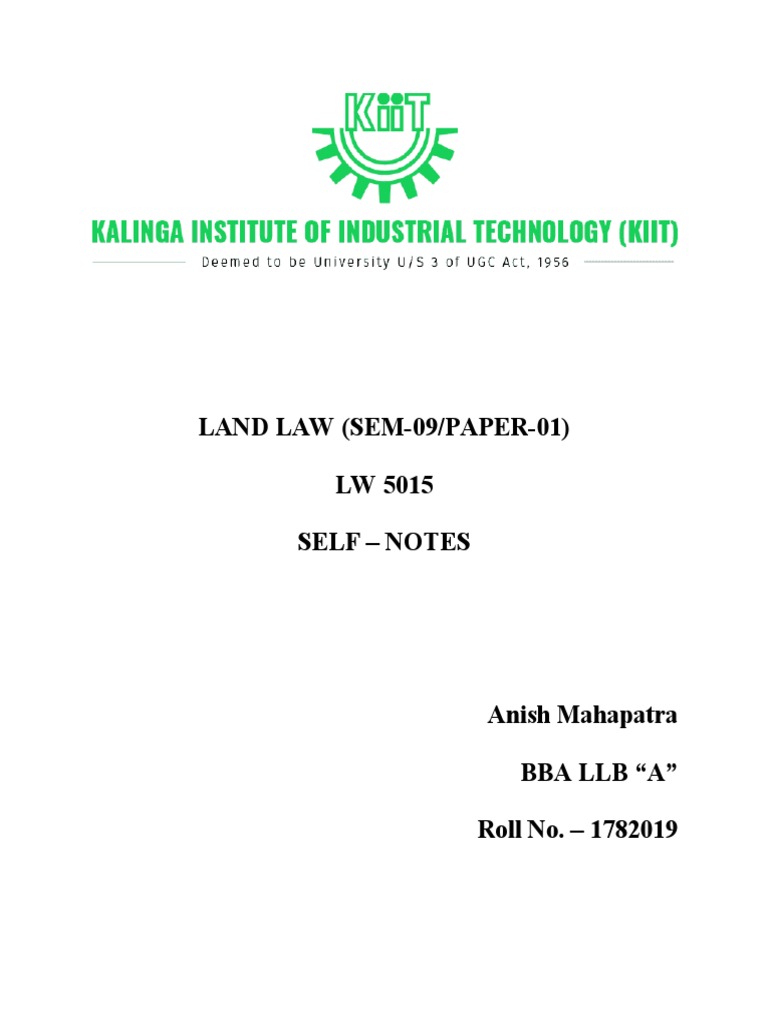 Land Law Notes FULL | Download Free PDF | Leasehold Estate | Common Law