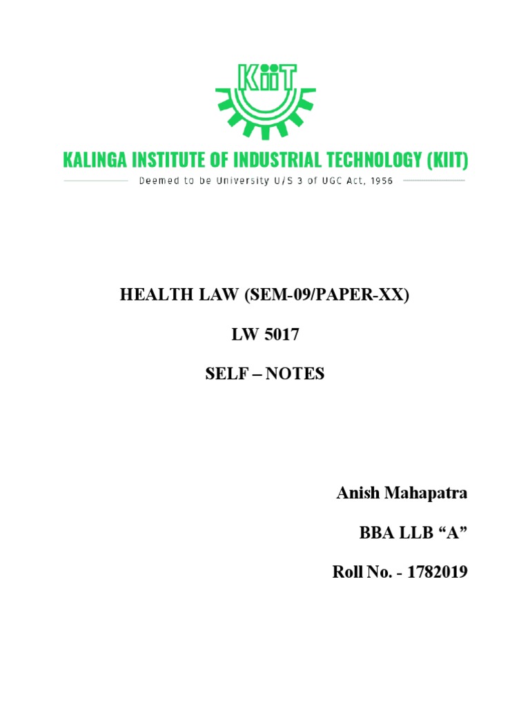 Health Law Notes FULL | PDF | World Health Organization | Pandemic