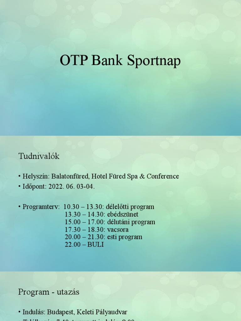 OTP Bank Sportnap | PDF