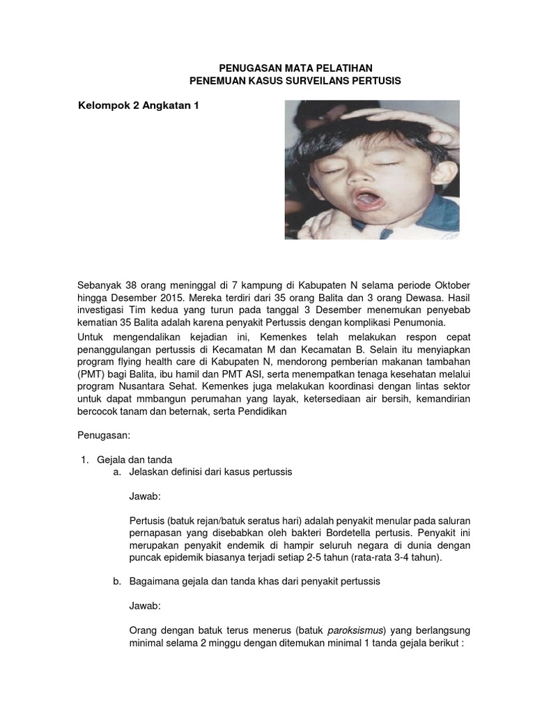 Tugas - Penemuan Kasus Pertusis - Kelompok 2 Angkatan 1 - IIs Ratna N | PDF