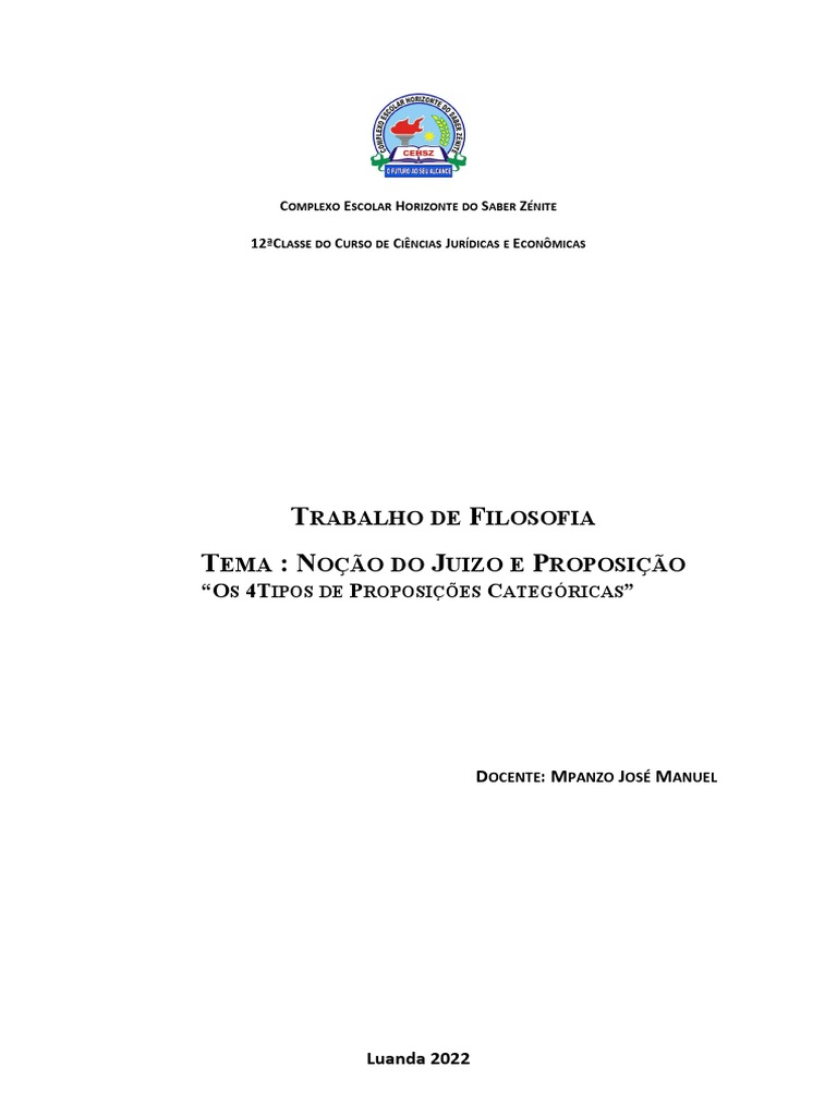 Capa de Trabalho Universitário Escolar Luiziana Filosofia 02.2022 | PDF