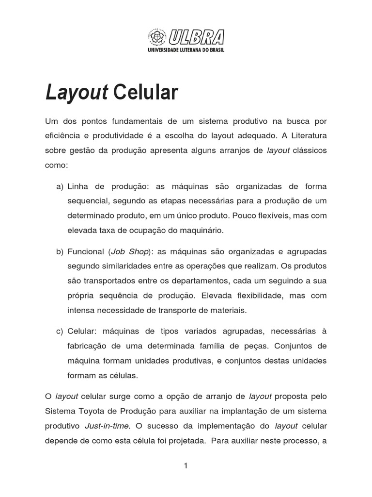 2 - Layout Celular e Takt Time | PDF | Tempo | Célula (Biologia)