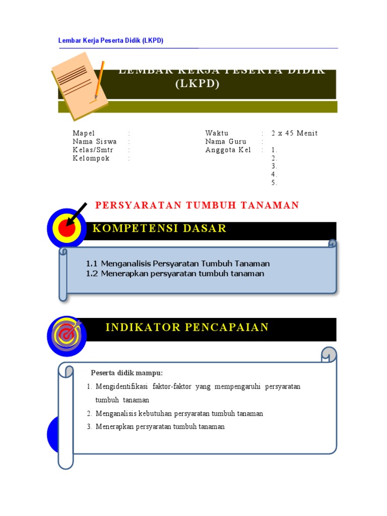 LKPD Ida Persyaratan Tumbuh Tanaman | PDF
